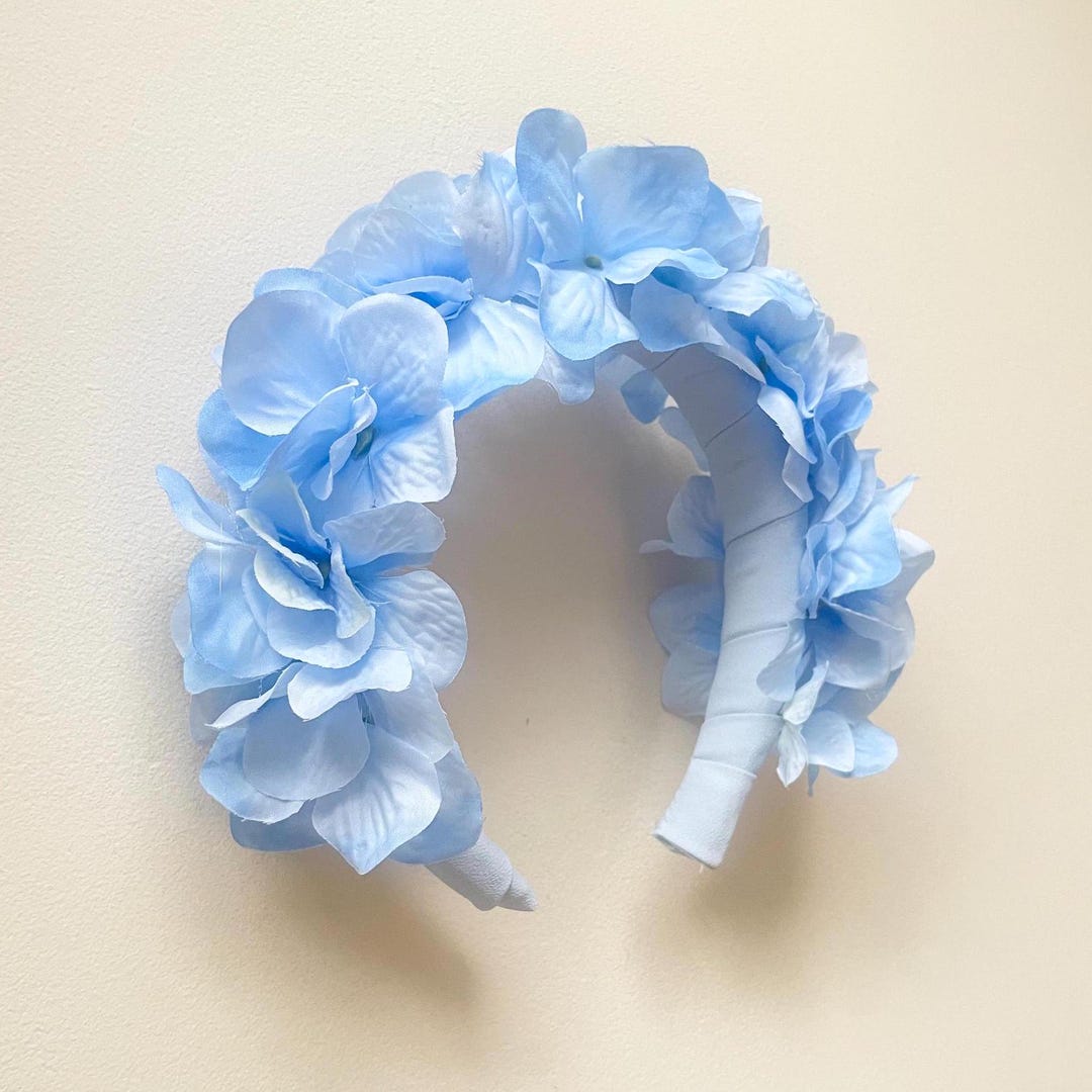 Pale Blue Hydrangea Fascinator Headband, Ombré Powder Light Blue Silk ...