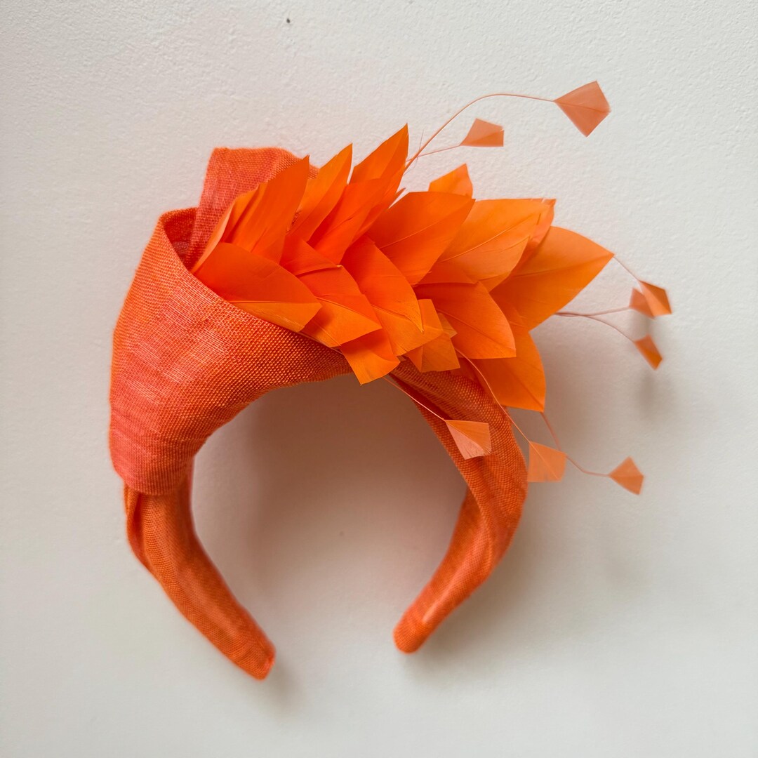 Orange Fascinator Knot Headband,feather Turban Knot Fine Straw Abaca ...