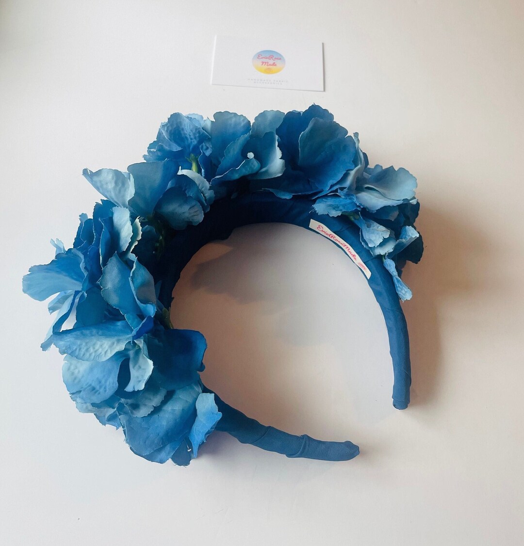 Royal Mid Blue Ombré Hydrangea Flower Crown Fascinator - Etsy