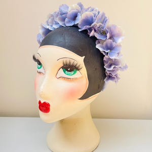 Dusty Blue Hydrangea Flower Crown Fascinator Headband, Vintage ...