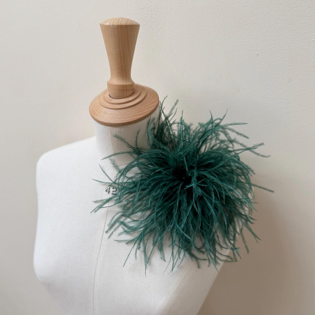 Bottle Green Ostrich Feather Brooch, Modern Corsage Hairpin - Etsy