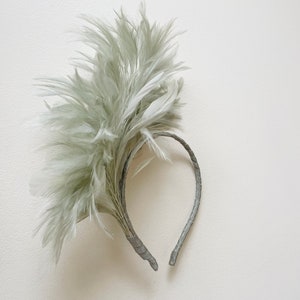 Sage Feather Tiara Headbands Fascinators, Pale Green Feathers, Unique ...