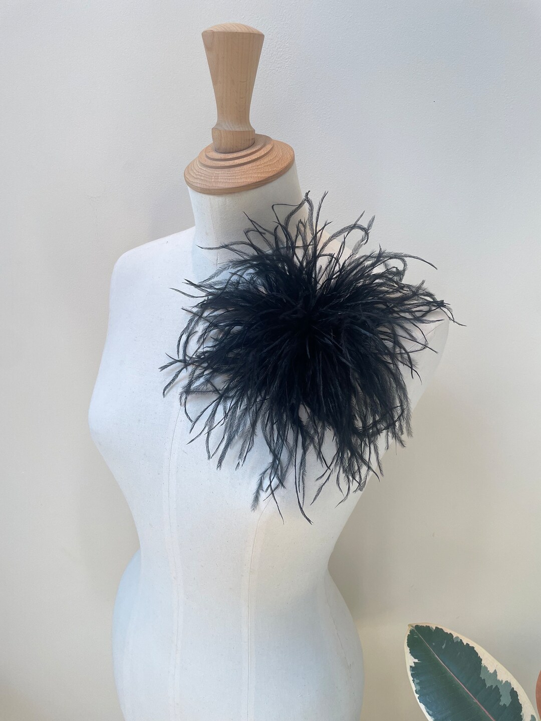 Black Ostrich Feather Fascinator Hat, or Brooch Pin Accessory, Handmade ...