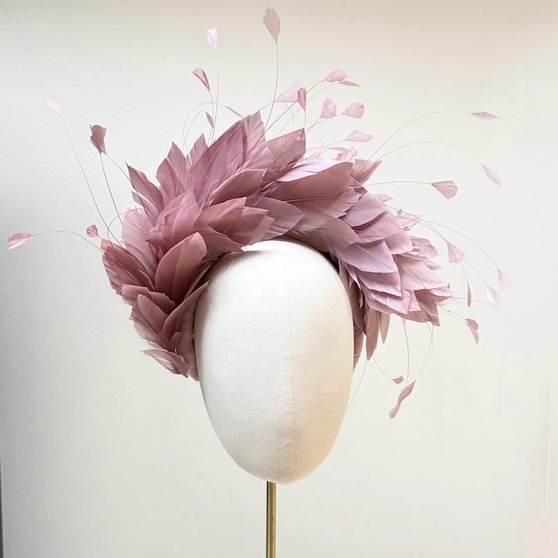 Pink Feather Hat Vintage - Etsy UK