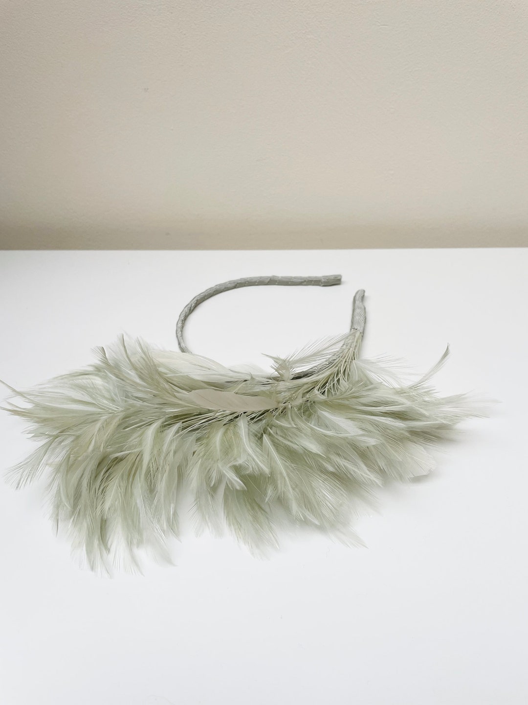 Sage Feather Tiara Headbands Fascinators, Pale Green Feathers, Unique ...