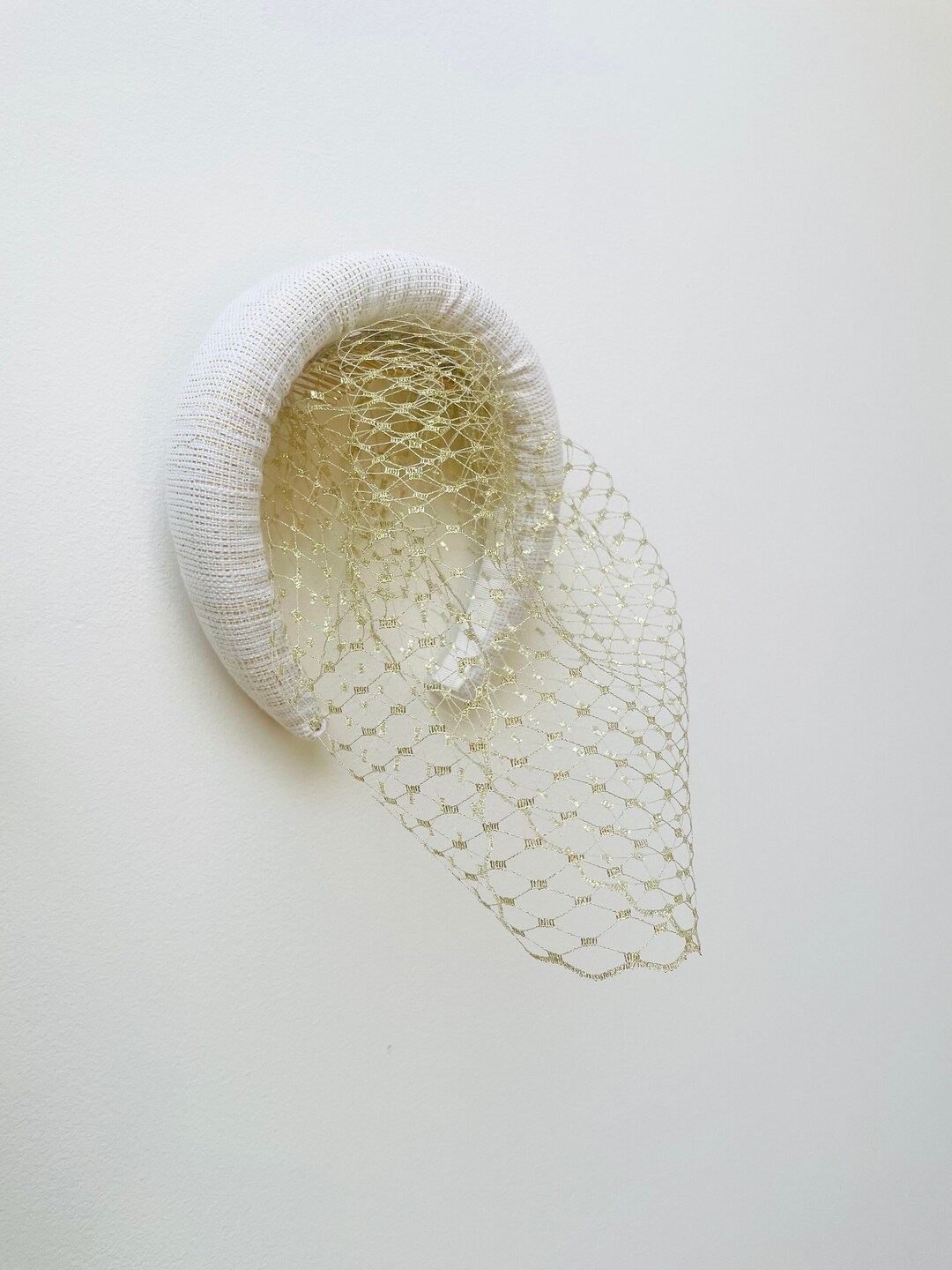 Gold Cream Halo Fascinator Headband , Statement Veiled Cream and Gold ...