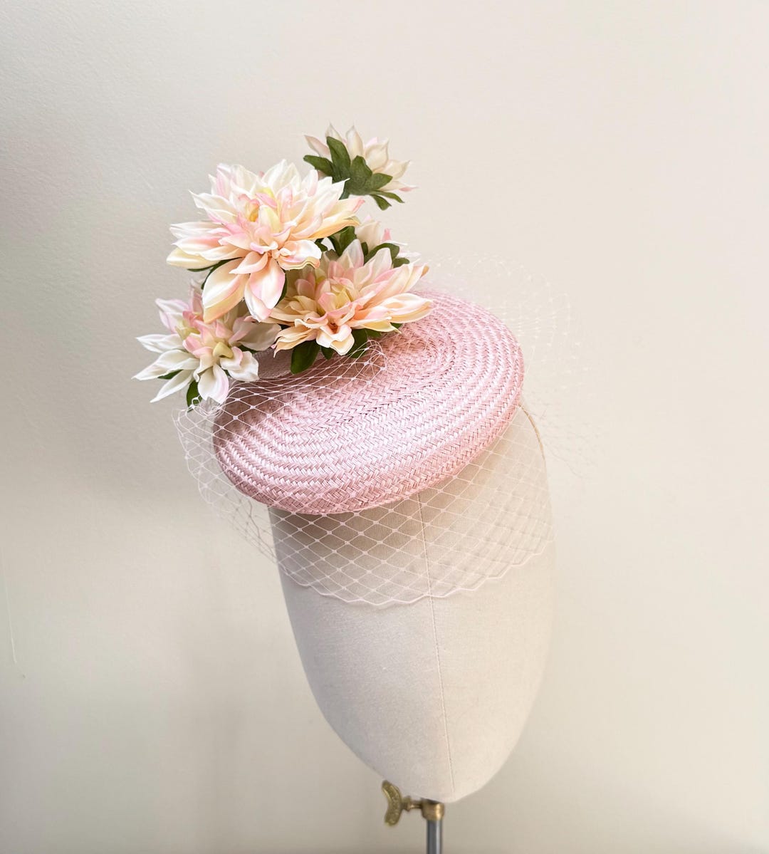 Pink Buntal Straw Hat, Silk Dahlia Flower, Wedding Guest Races Ascot - Etsy