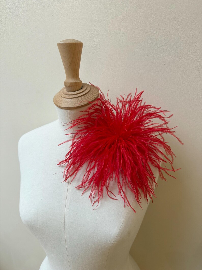 Red Ostrich Feather Flower Brooch, Wedding Corsage, Gala Accessory - Etsy