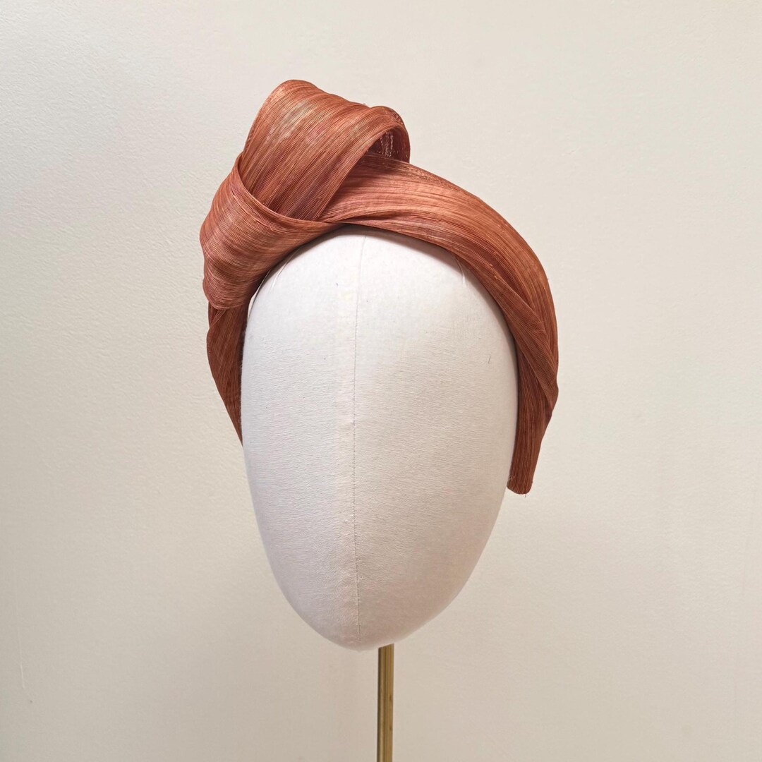 Rust Silk Abaca Knot Headband, Wedding Fascinator - Etsy
