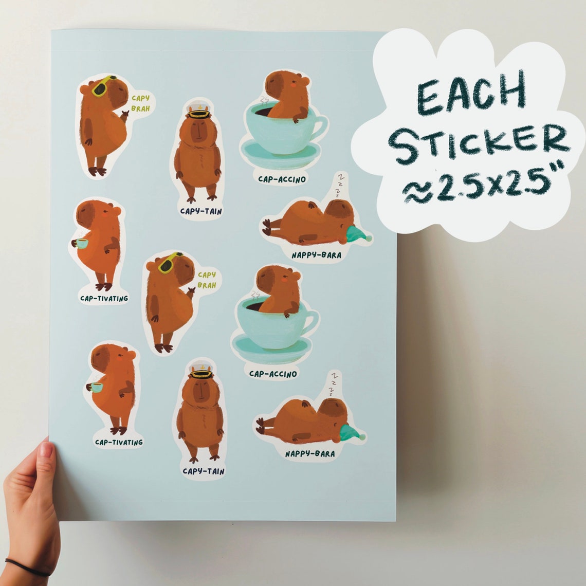 Capybara Stickers Pack Capybara Sticker Sheet 10pc Capybara Stickers - Etsy