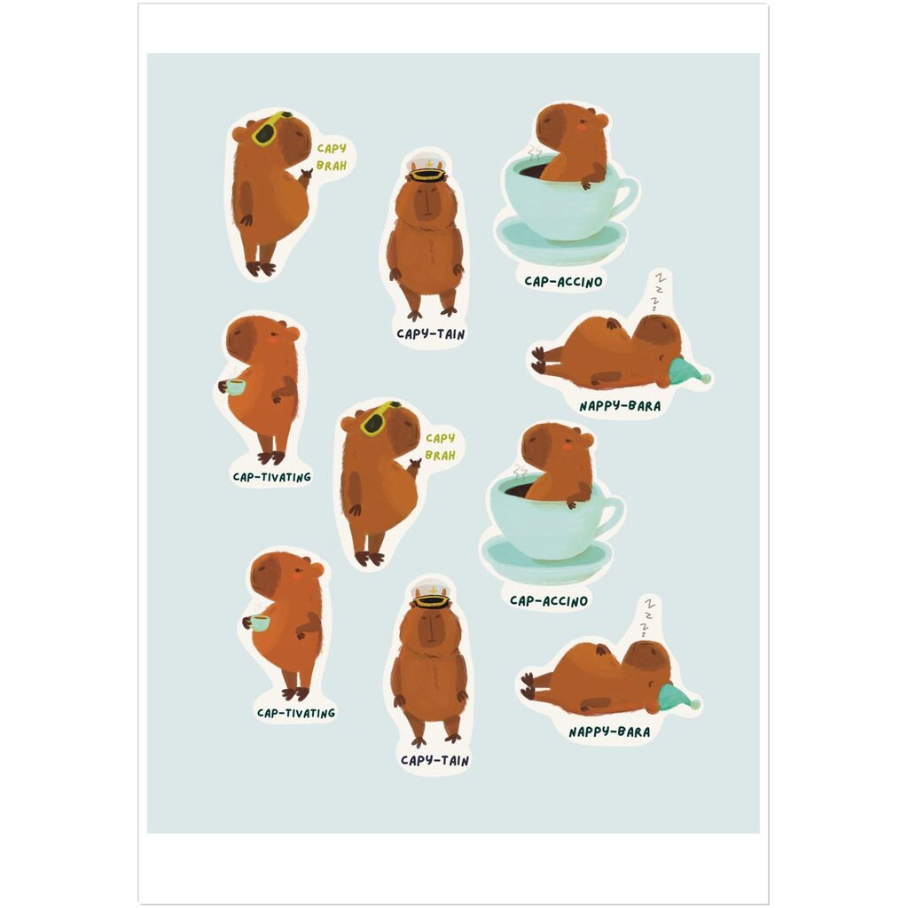 Capybara Stickers Pack Capybara Sticker Sheet 10pc Capybara Stickers - Etsy