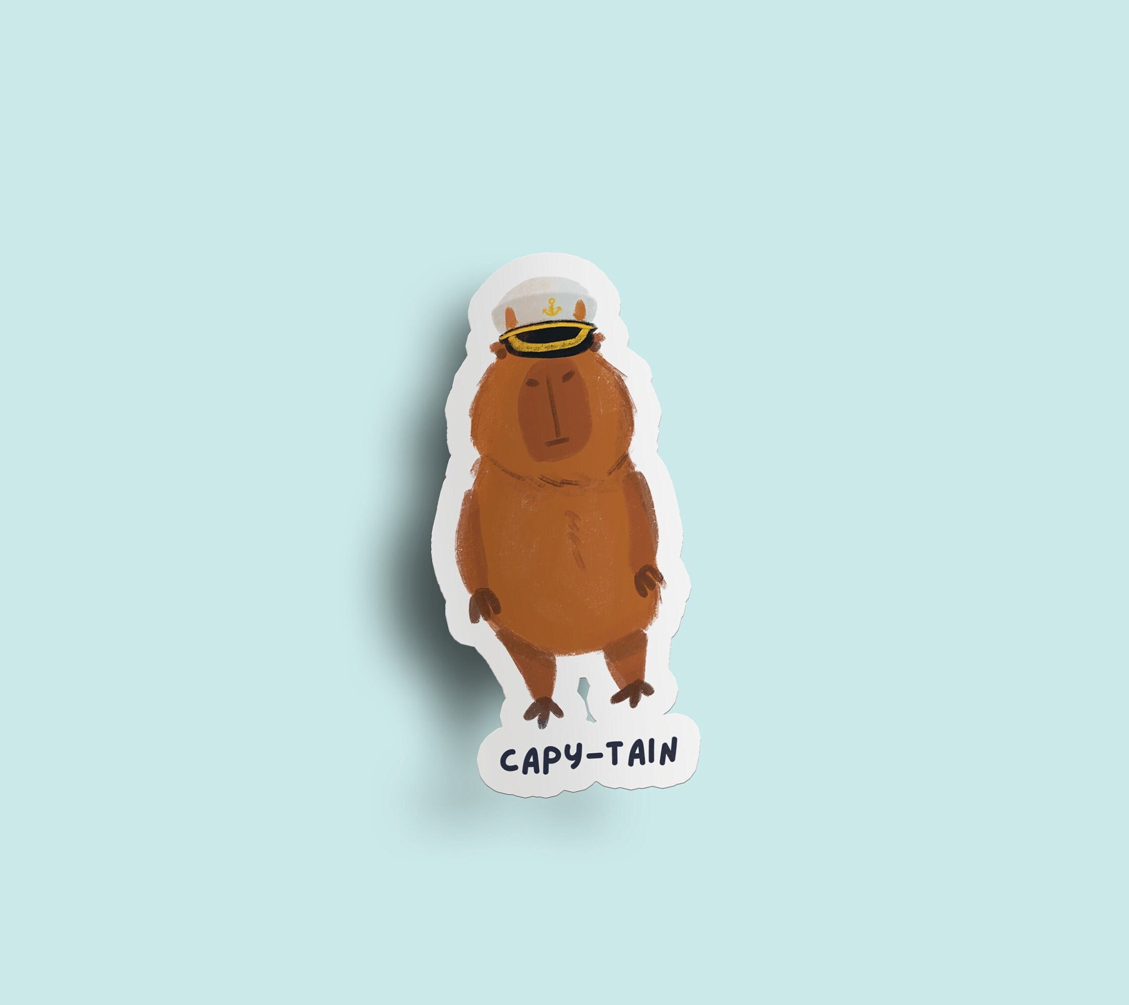 Capybara Sticker Capybara Pun Sticker capy-tain - Etsy