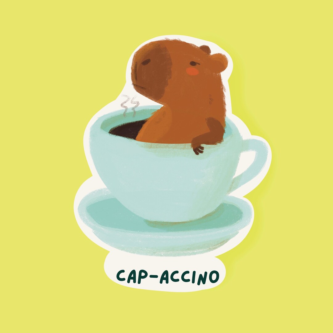 Capybara Sticker Capybara Pun Sticker cap-accino - Etsy