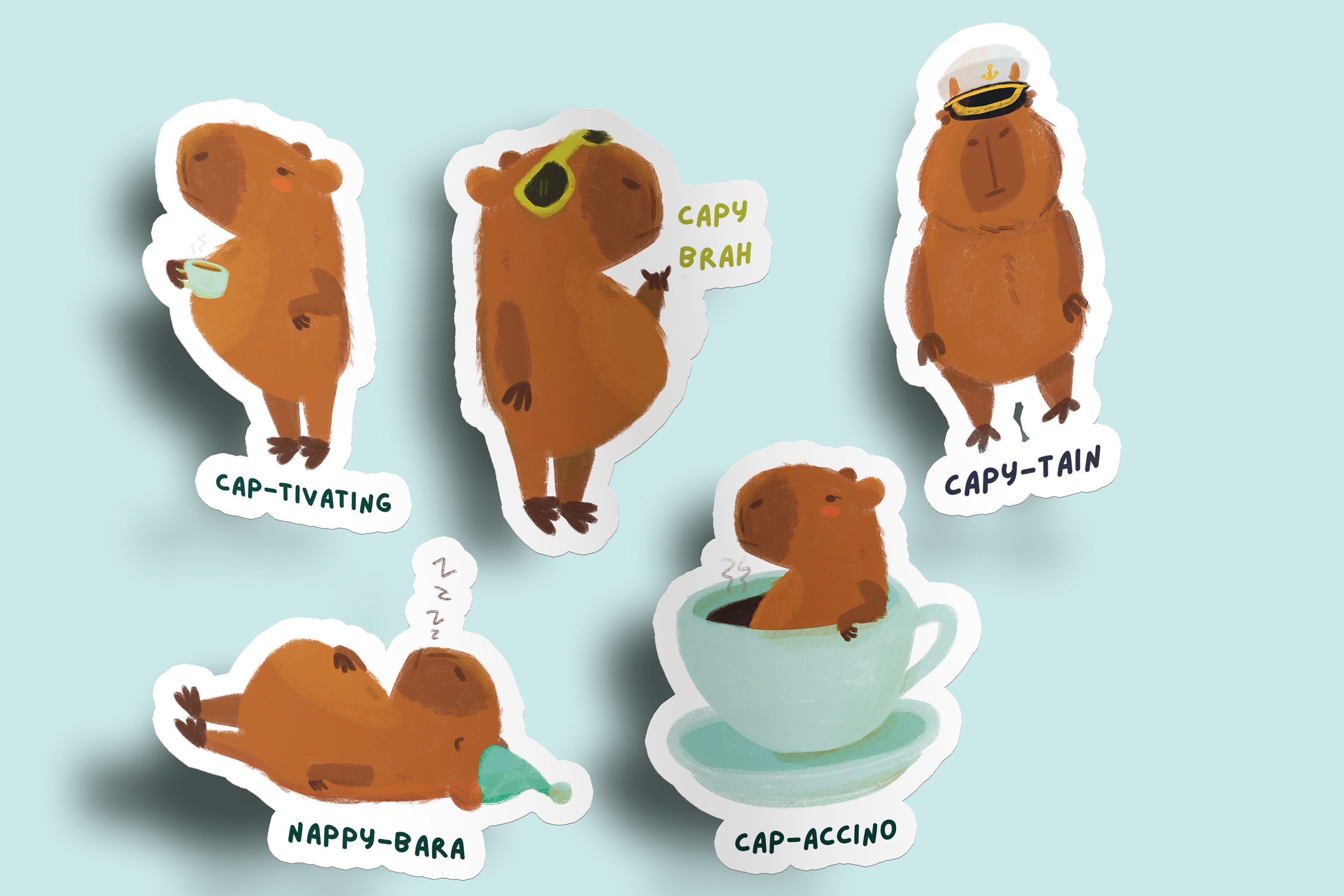 Capybara Stickers Pack Capybara Sticker Sheet 10pc Capybara Stickers - Etsy
