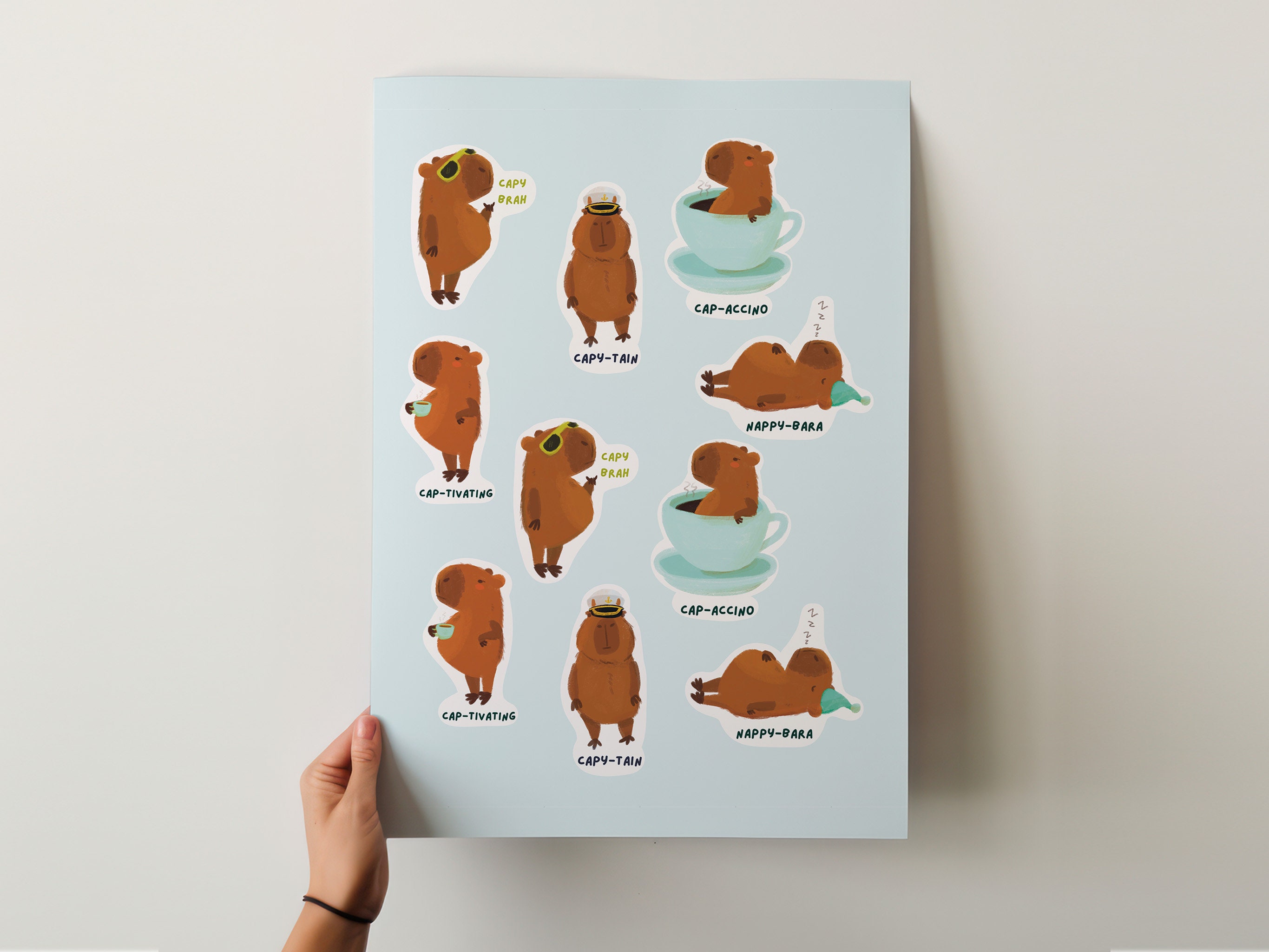 Capybara Stickers Pack Capybara Sticker Sheet 10pc Capybara Stickers - Etsy