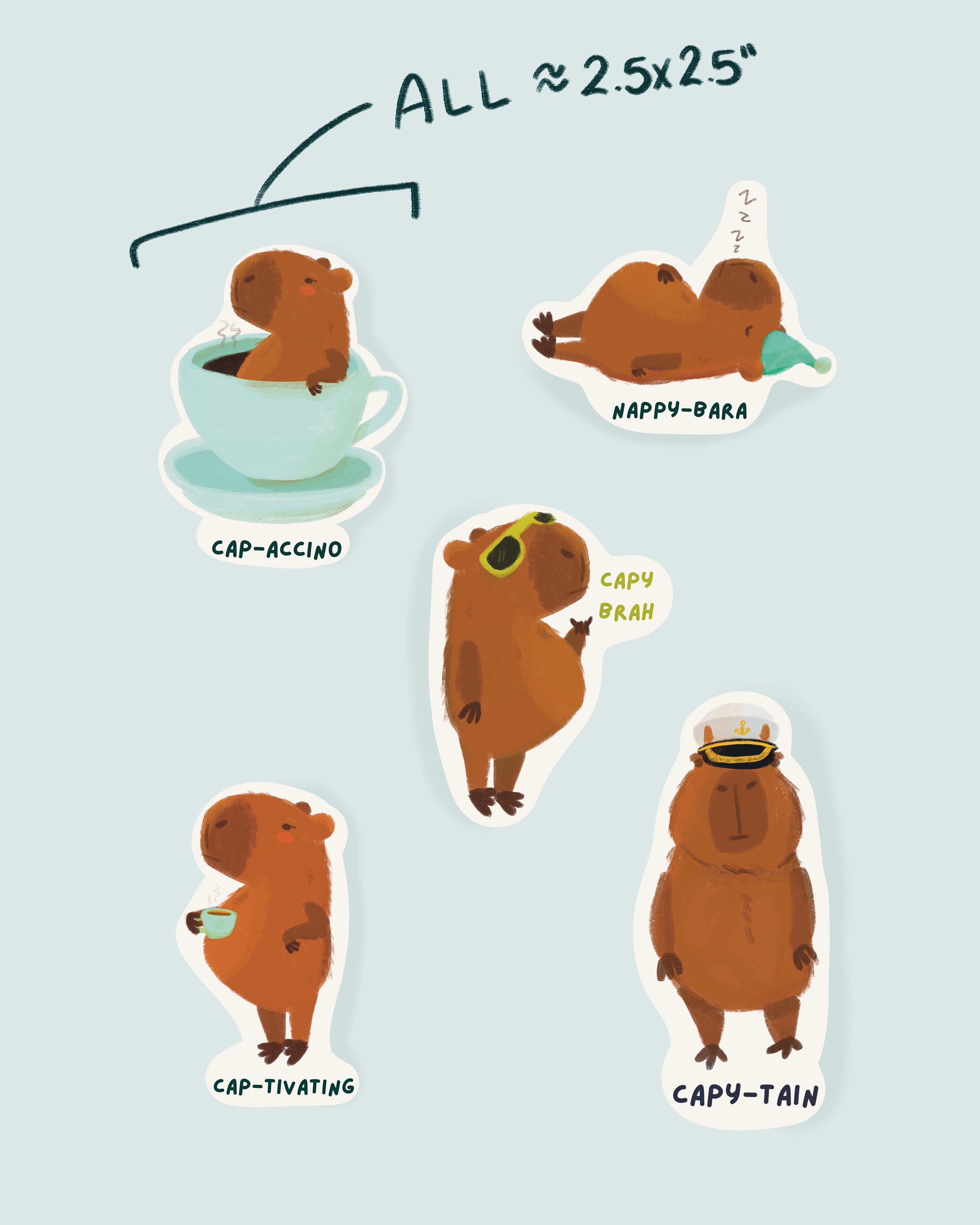 Capybara Stickers Pack Capybara Sticker Sheet 10pc Capybara Stickers - Etsy