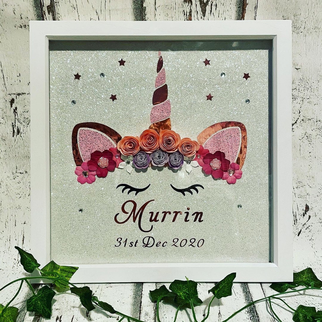 Unicorn Picture Frame, Personalised Gift, Girls Bedroom Decor, New Baby ...