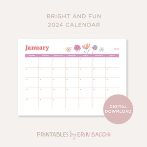 A4 Calendar PDF Printable File - Bright, Fun and Colourful - Etsy