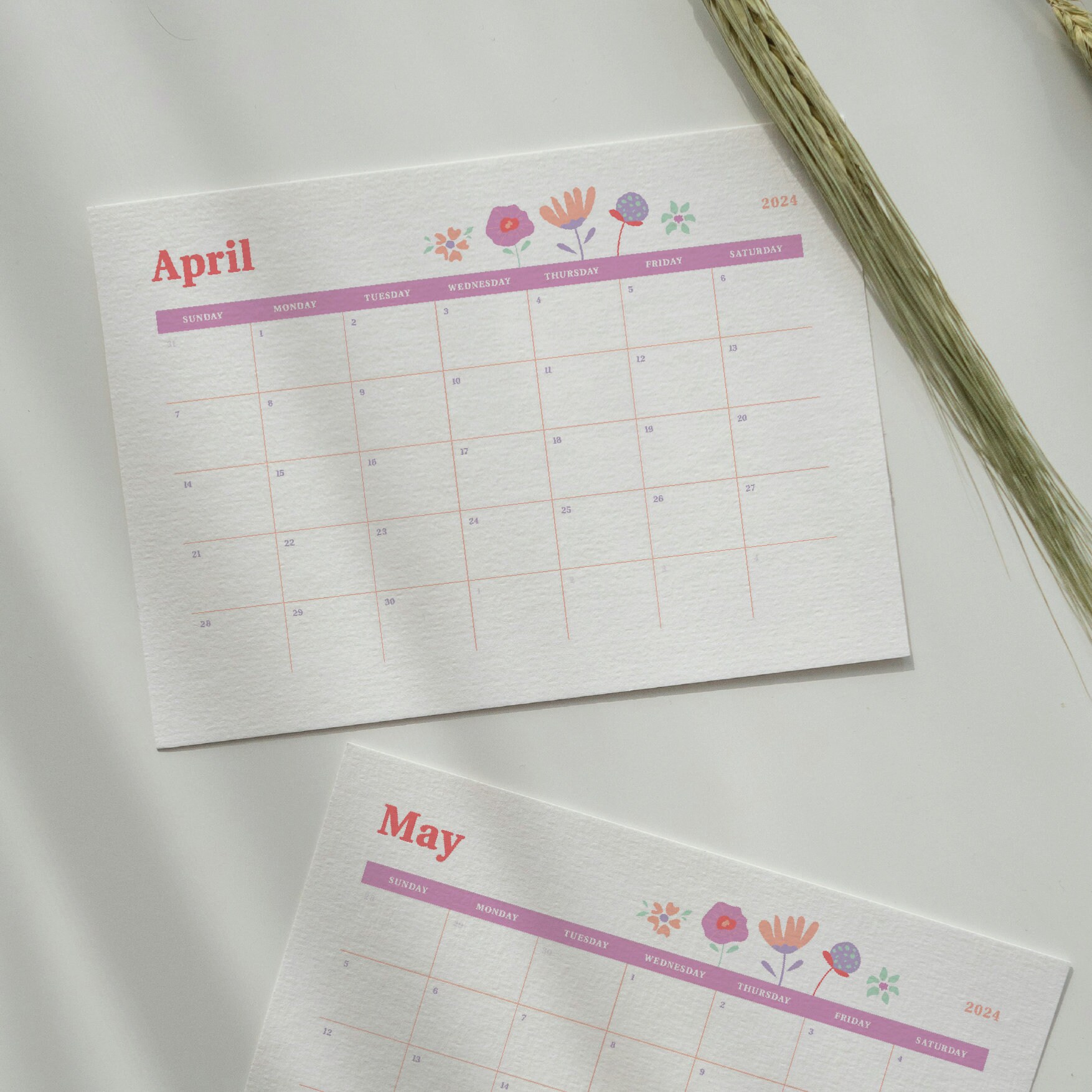 A4 Calendar PDF Printable File - Bright, Fun and Colourful - Etsy