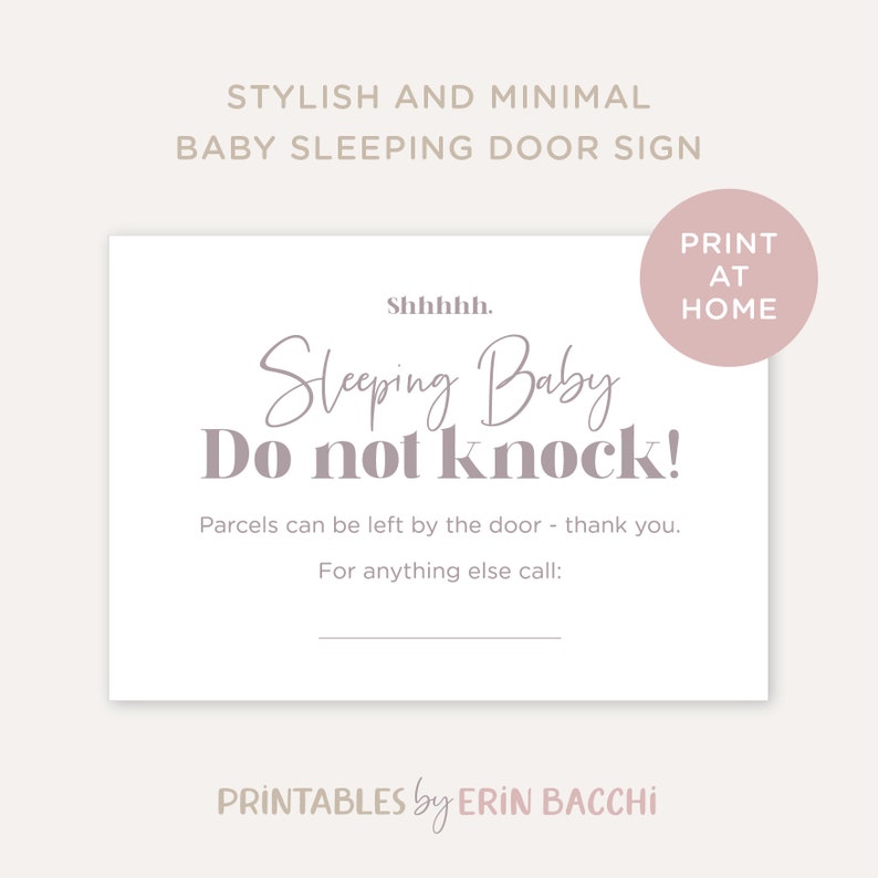 Shhh Baby Sleeping Door Sign - A4 Size - Digital Download - Etsy