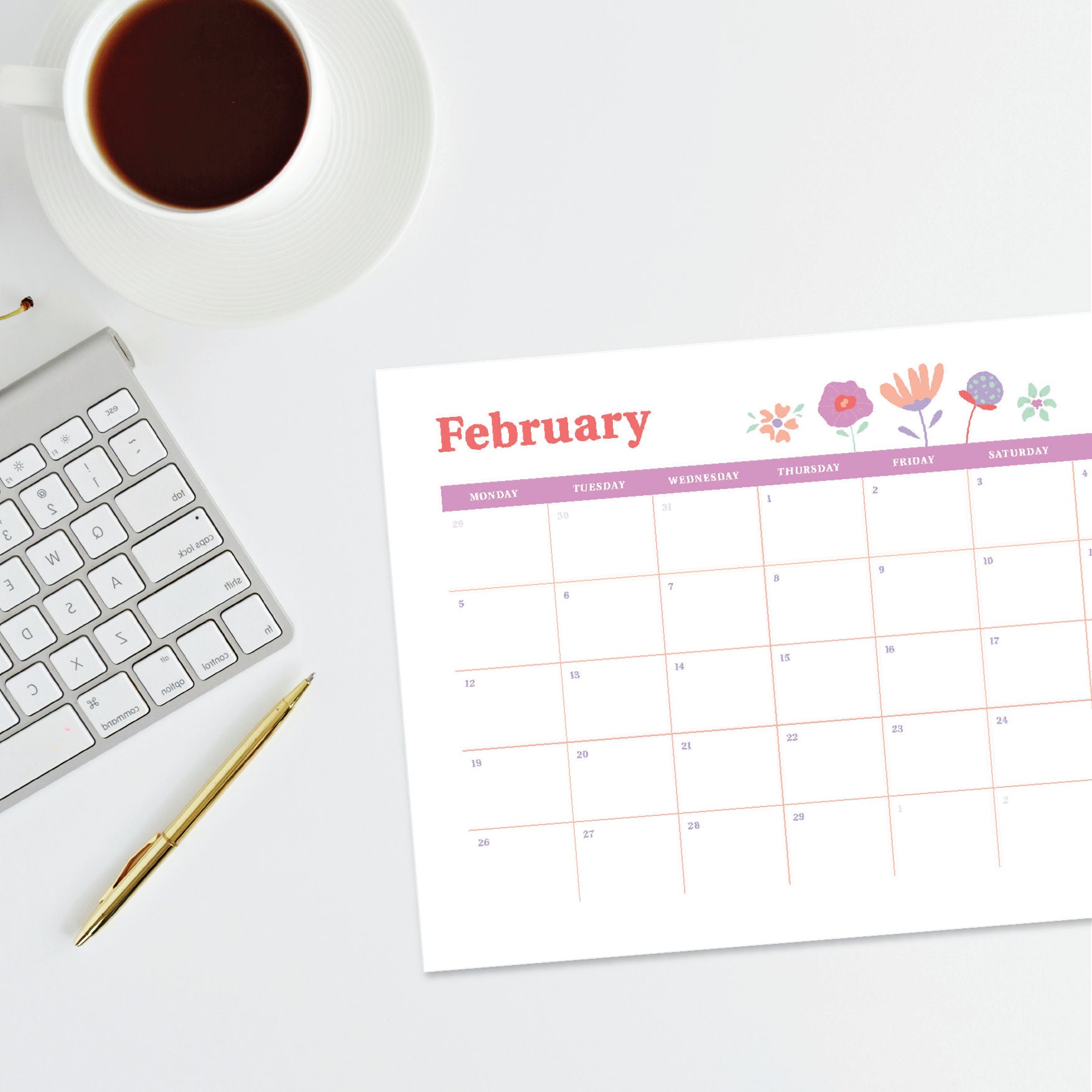 A4 Calendar PDF Printable File - Bright, Fun and Colourful - Etsy