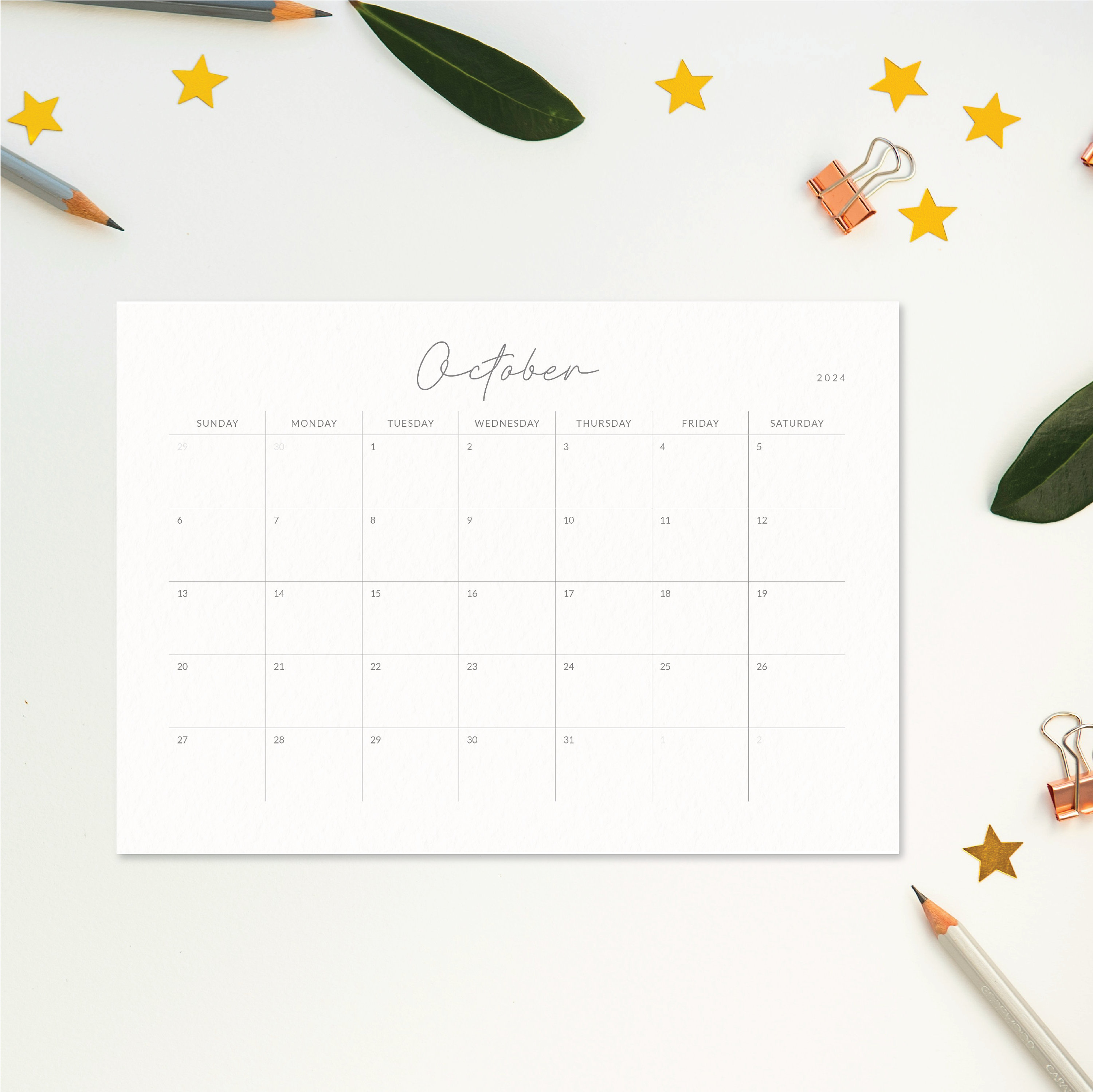 A4 Calendar PDF Printable File - Stylish and Minimal - Etsy
