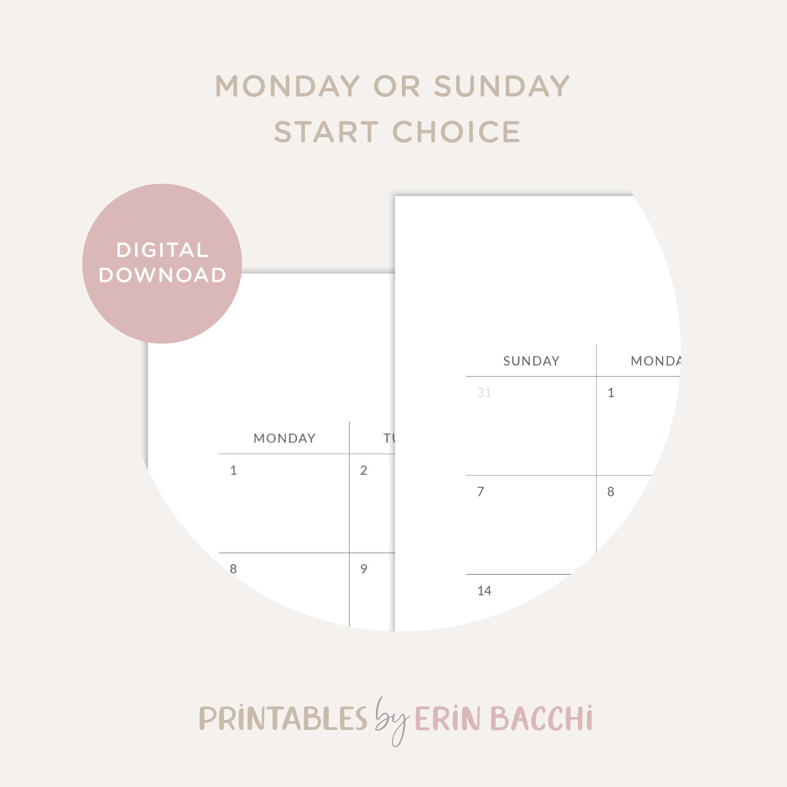 A4 Calendar PDF Printable File - Stylish and Minimal - Etsy