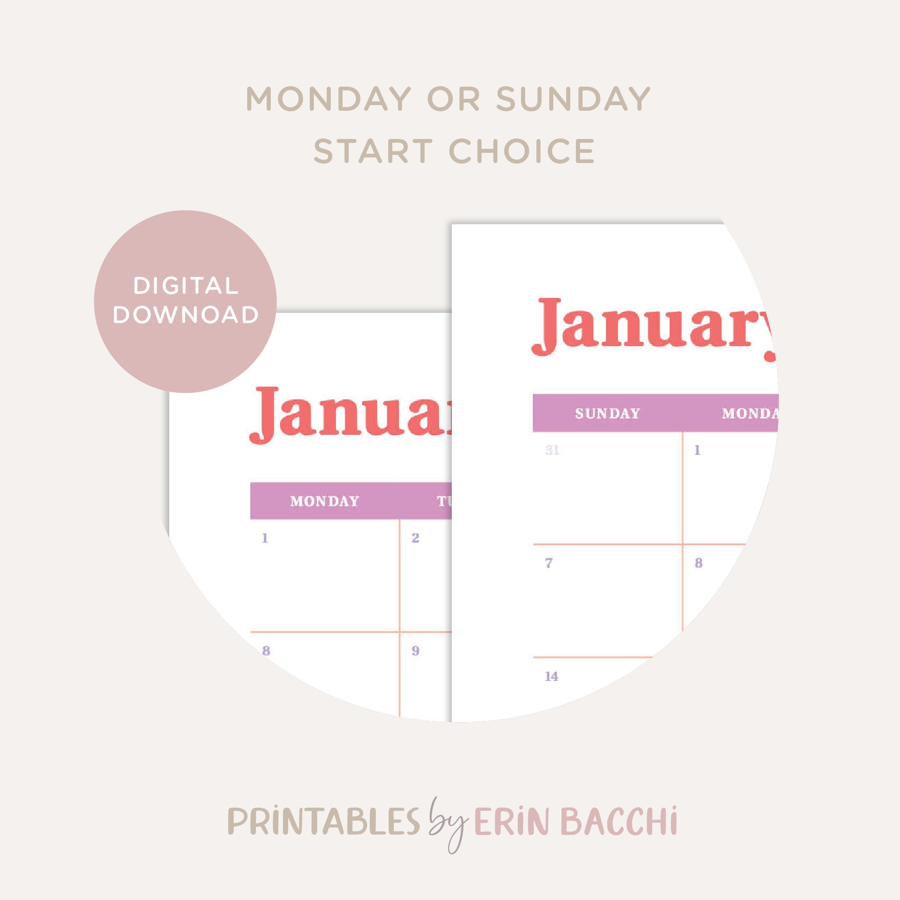 A4 Calendar PDF Printable File - Bright, Fun and Colourful - Etsy