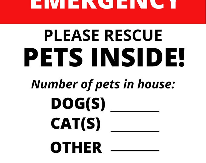 Emergency Pet Window Sign SVG, Pet Emergency Fire SVG, Cricut Cut File ...