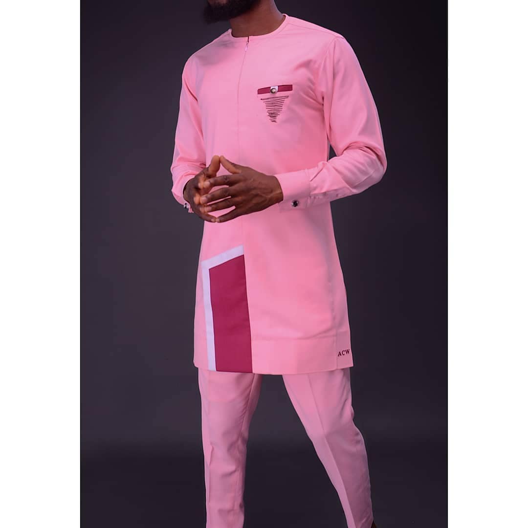 African Men's Clothing, Pink Tailored Suit, African Wear, African ...