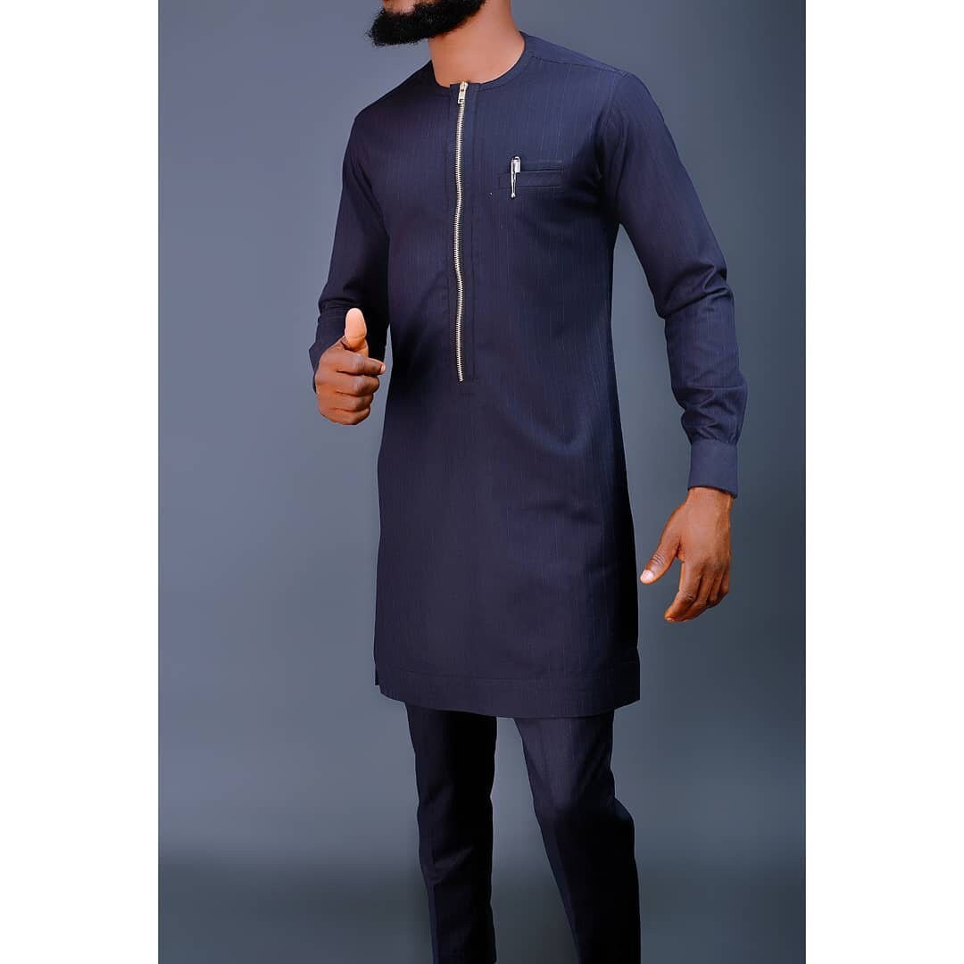 African Men's Clothing, Navy Blue Tailored Suit, African Wear, African ...