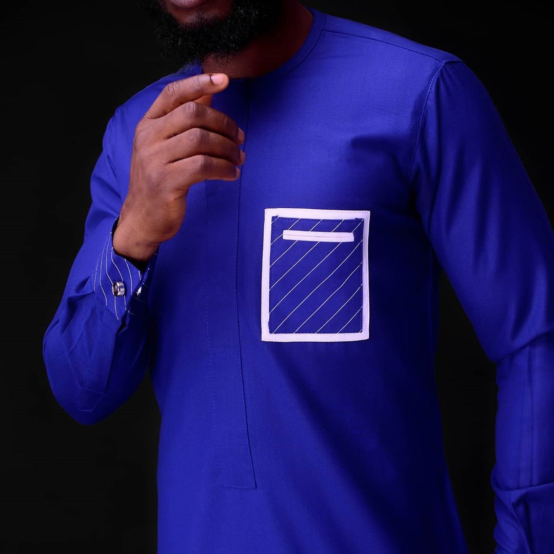 African Men's Clothing, Blue Tailored Suit, African Wear, African ...