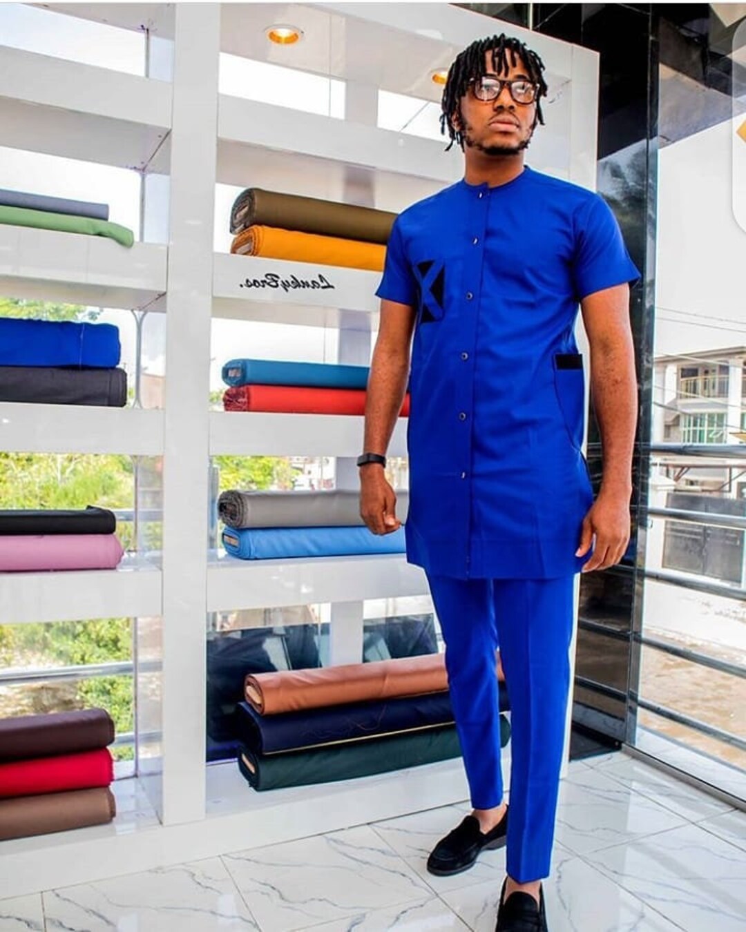 African Men's Clothing, Blue Tailored Suit, African Wear, African ...