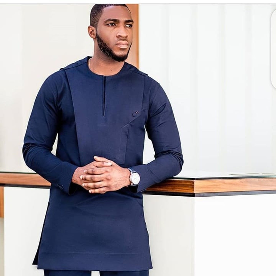 African Men's Clothing, Blue Tailored Suit, African Wear, African ...