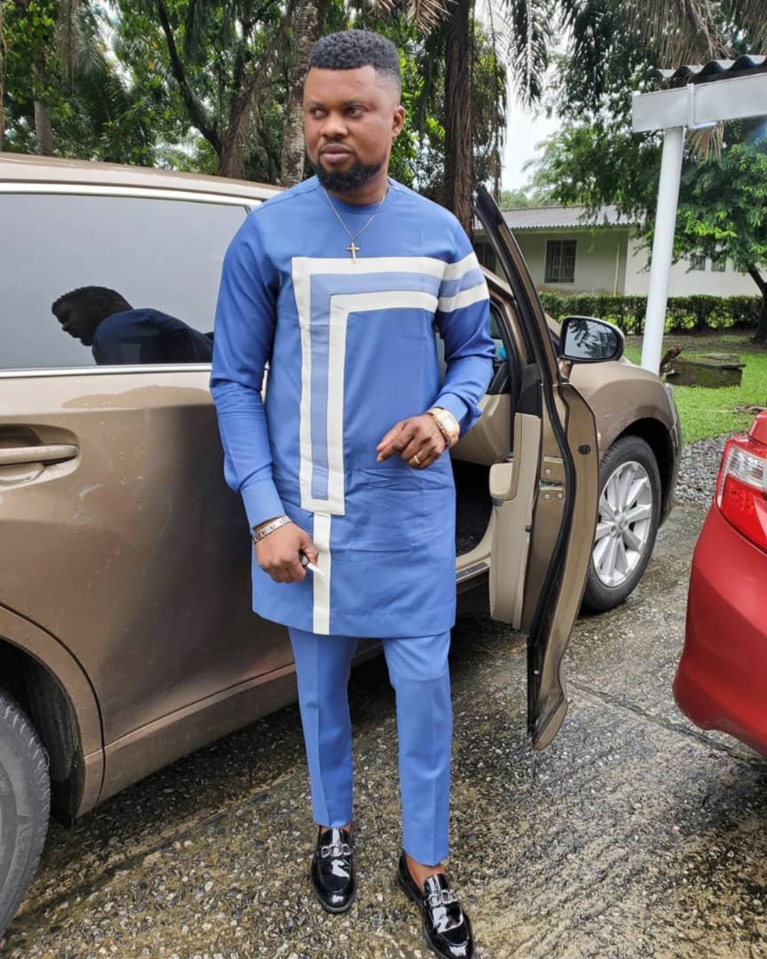 African Men's Clothing, Blue Tailored Suit, African Wear, African ...