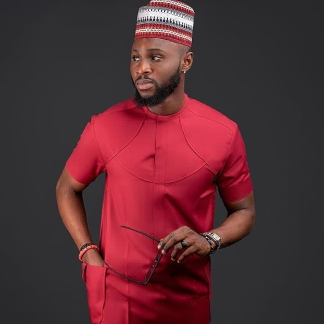 African Men's Clothing, Red Tailored Suit, African Wear, African ...