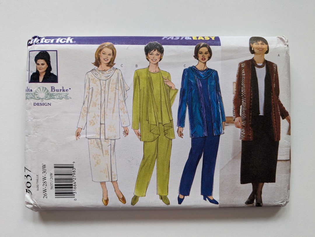 Sz 26W-30W/3X-4X Butterick Delta Burke Plus Size Large Bust Draped ...