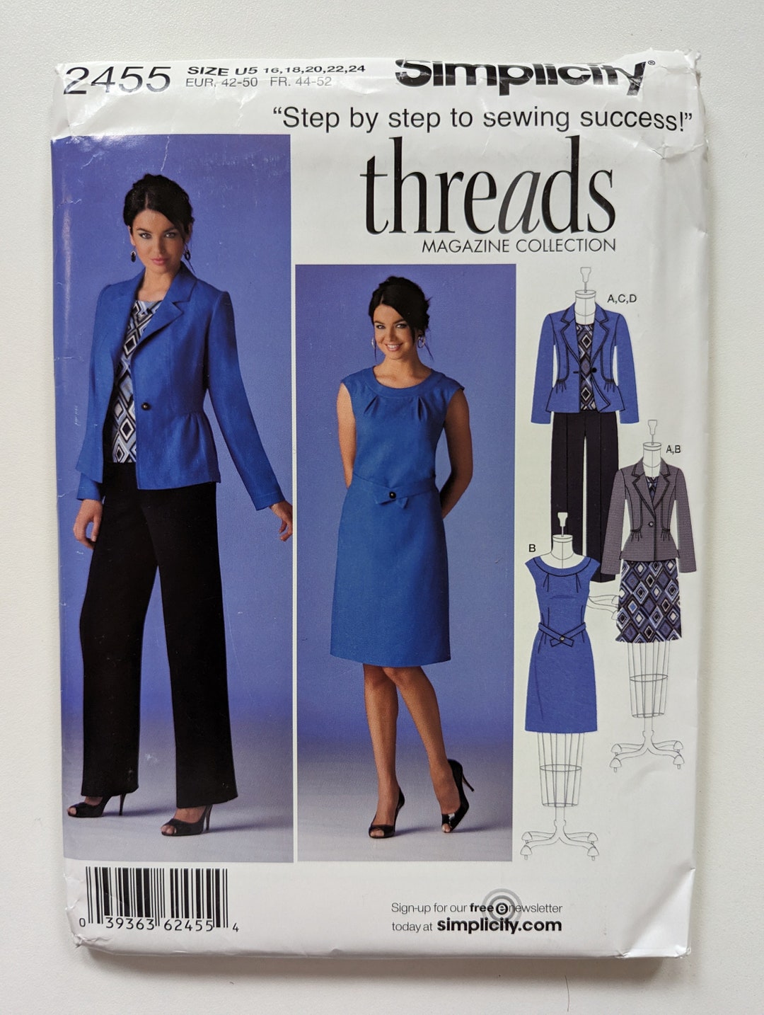 Sz 8-16 / 16-24 Simplicity Plus Size Threads Magazine Womens Dress Top ...
