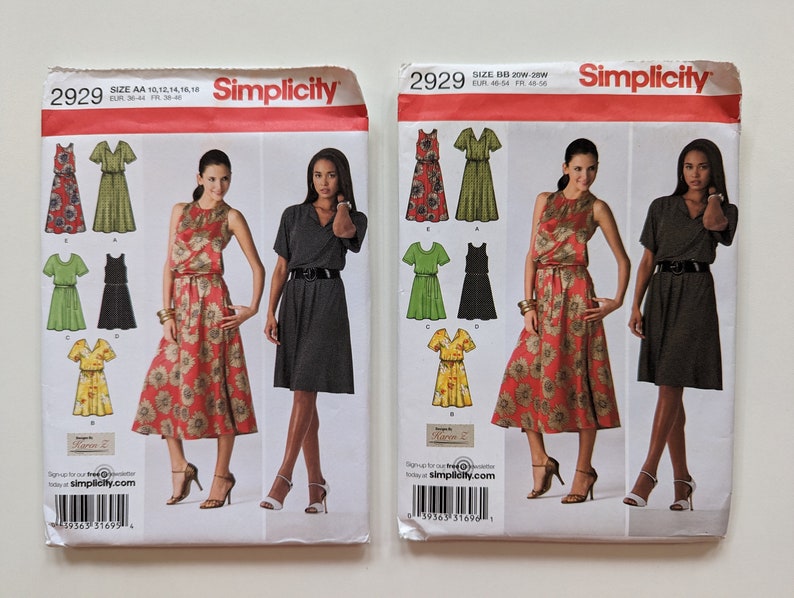 Sz 10-18/20W-28W/1X-3X Simplicity Plus Size Pullover Summer Dress ...