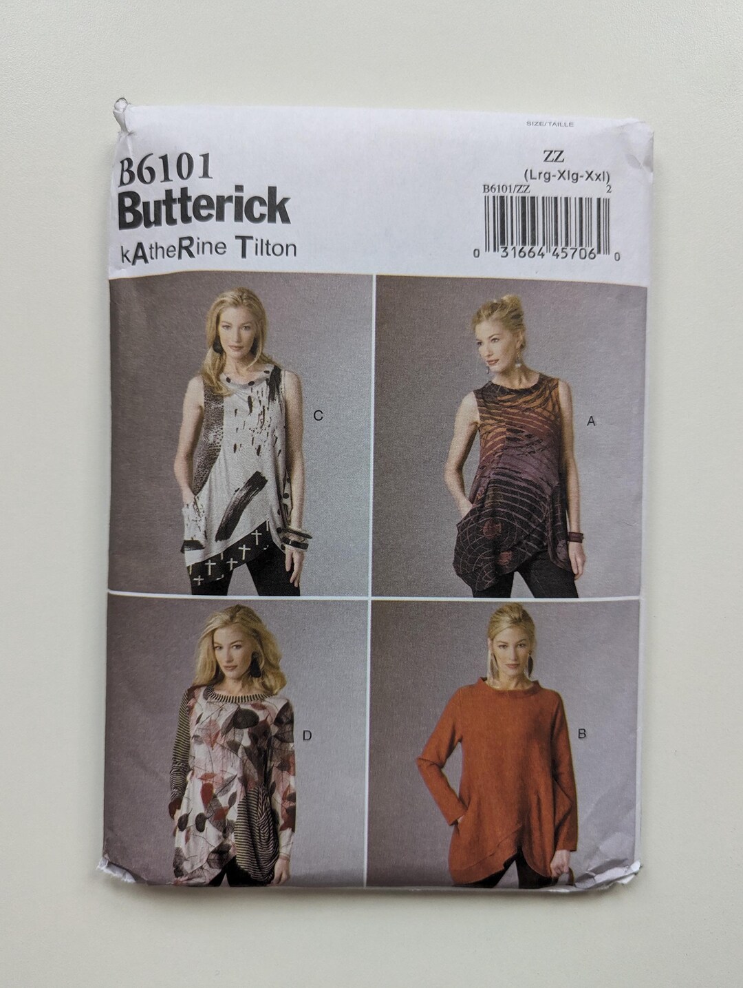 Sz XS-M Butterick Katharine Tilton Plus Size Asymmetrical Womens Loose ...