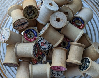 Lot of 12 Vintage Empty Wood Wooden Thread Spools Small 1 1/4h, With ...