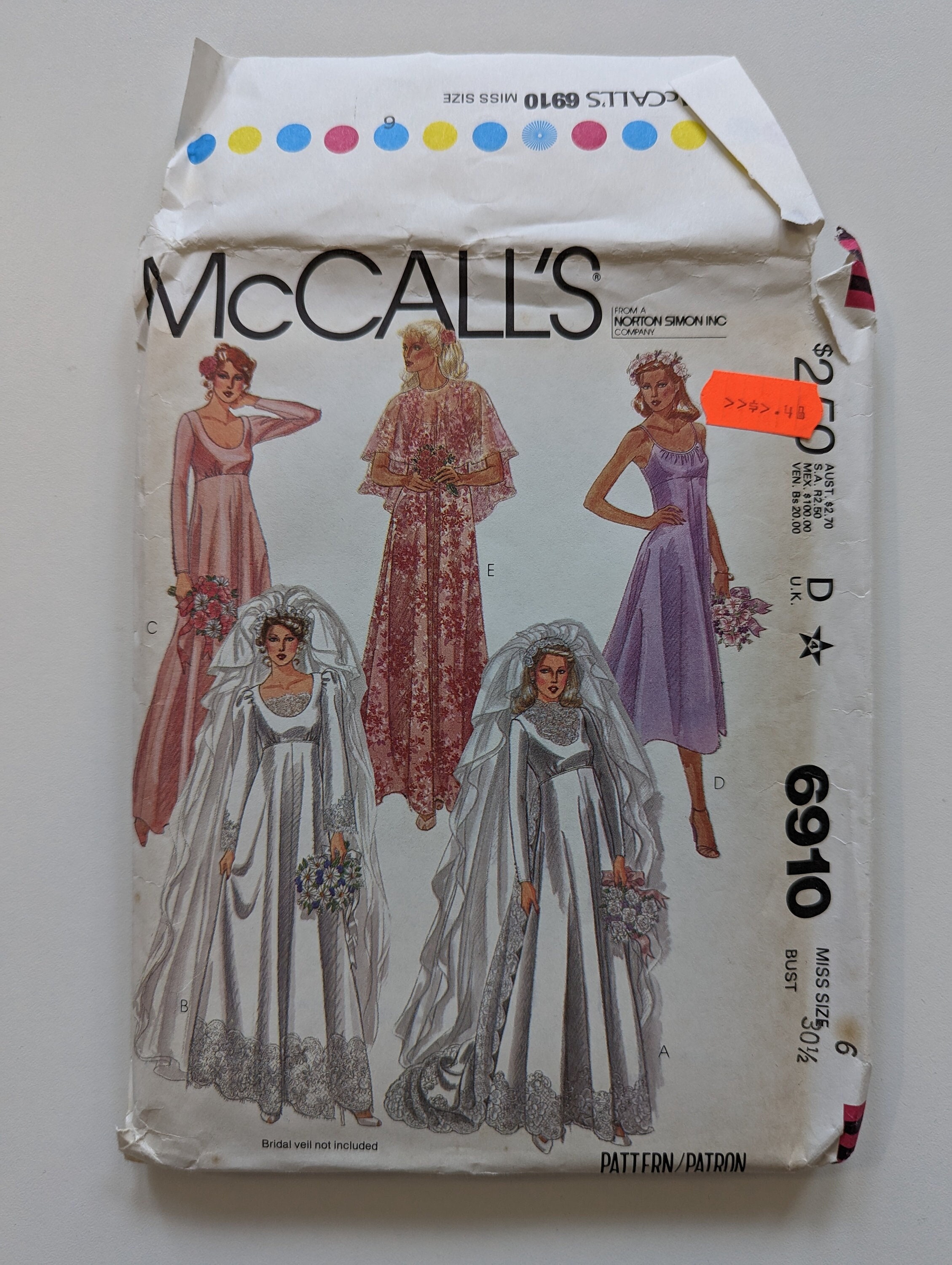 Bust 30.5/sz 6 Mccalls Vintage Retro 1979 High Waist Wedding Bridal ...