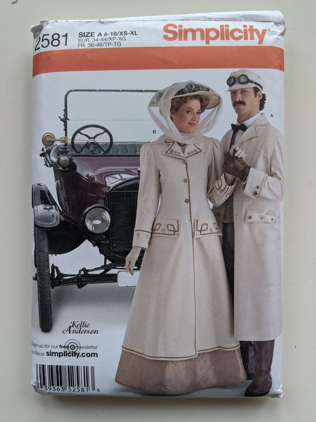 Sz XS-XL/8-18 UNCUT Simplicity 1900s Driving Touring Car Coat Duster ...