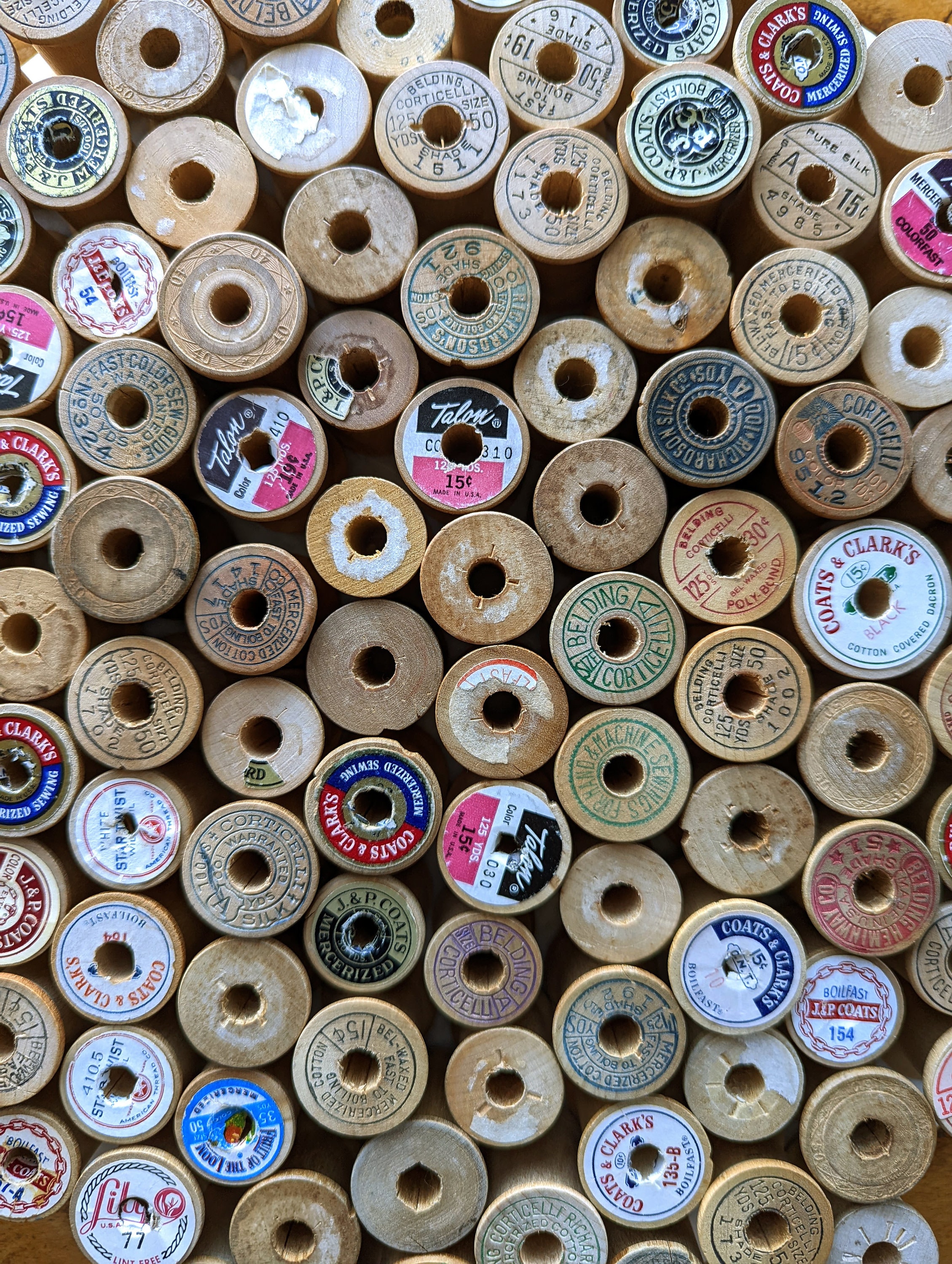 Lot of 12 Vintage Empty Wood Wooden Thread Spools Small 1 1/4"h, With ...