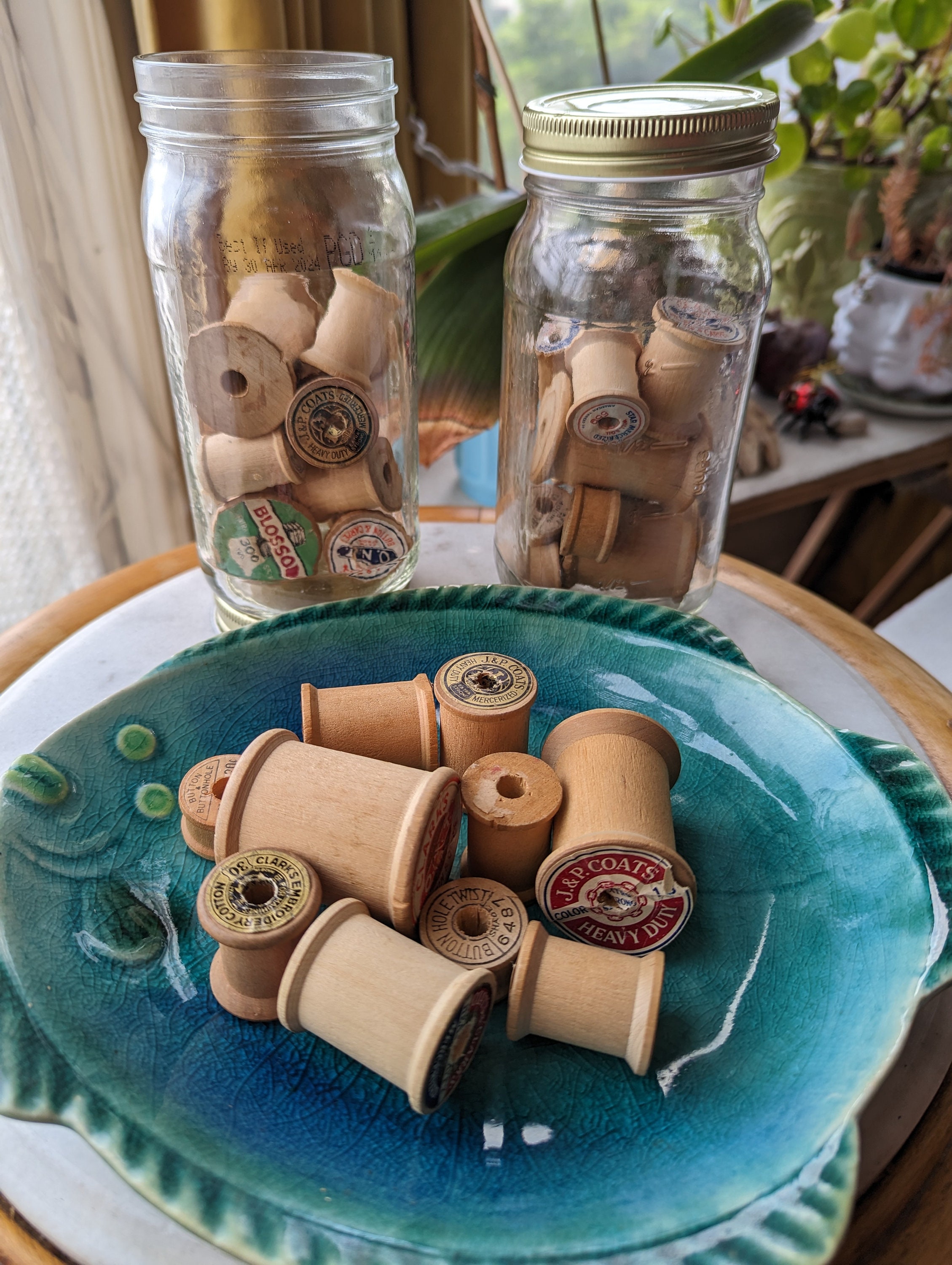 Lot of 10 Vintage Empty Wood Wooden Thread Sewing Spools, Traditional ...