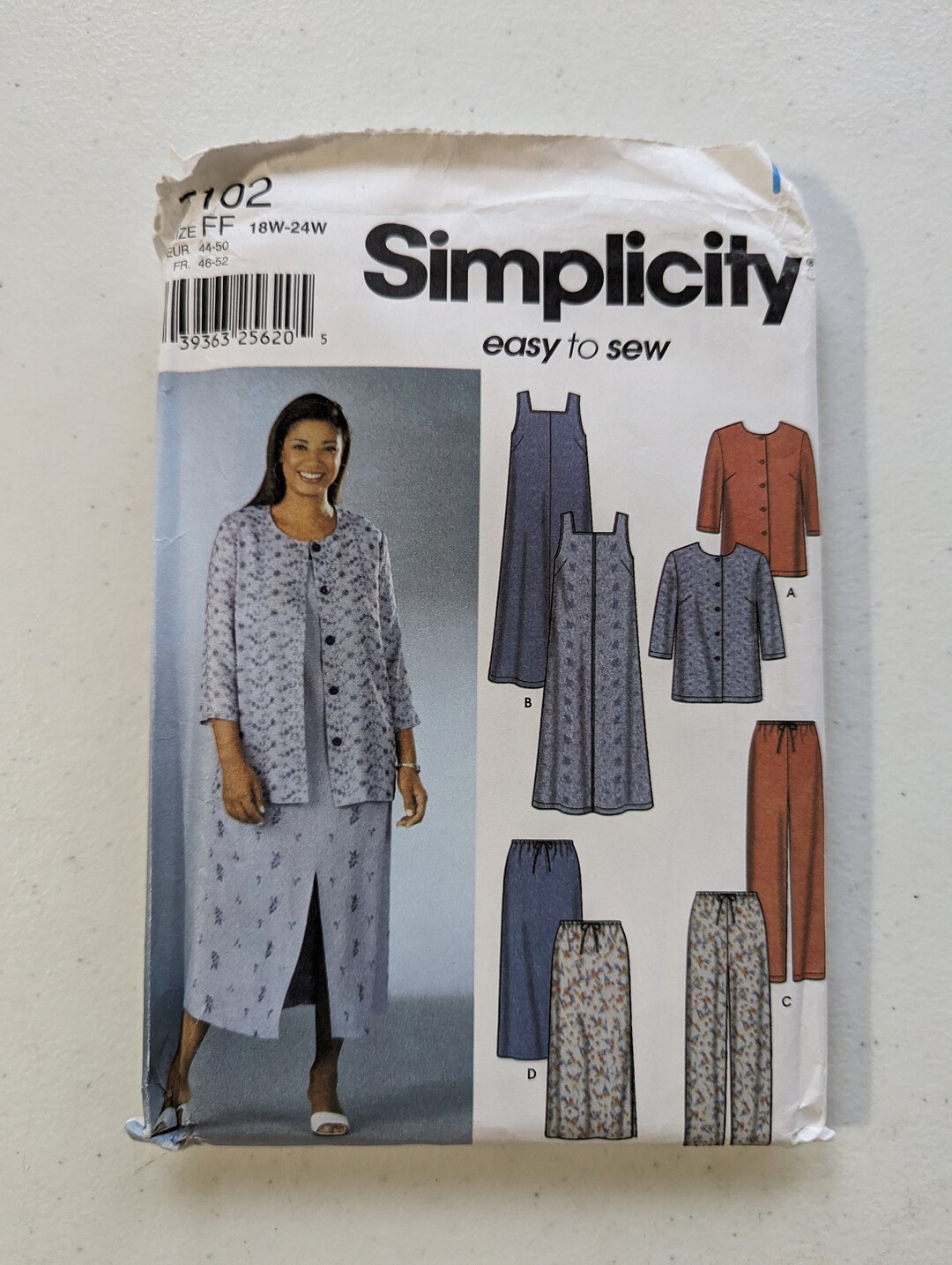 Sz 18W-24W Simplicity Plus Size Easy to Sew Dress Jumper Pants Skirt ...