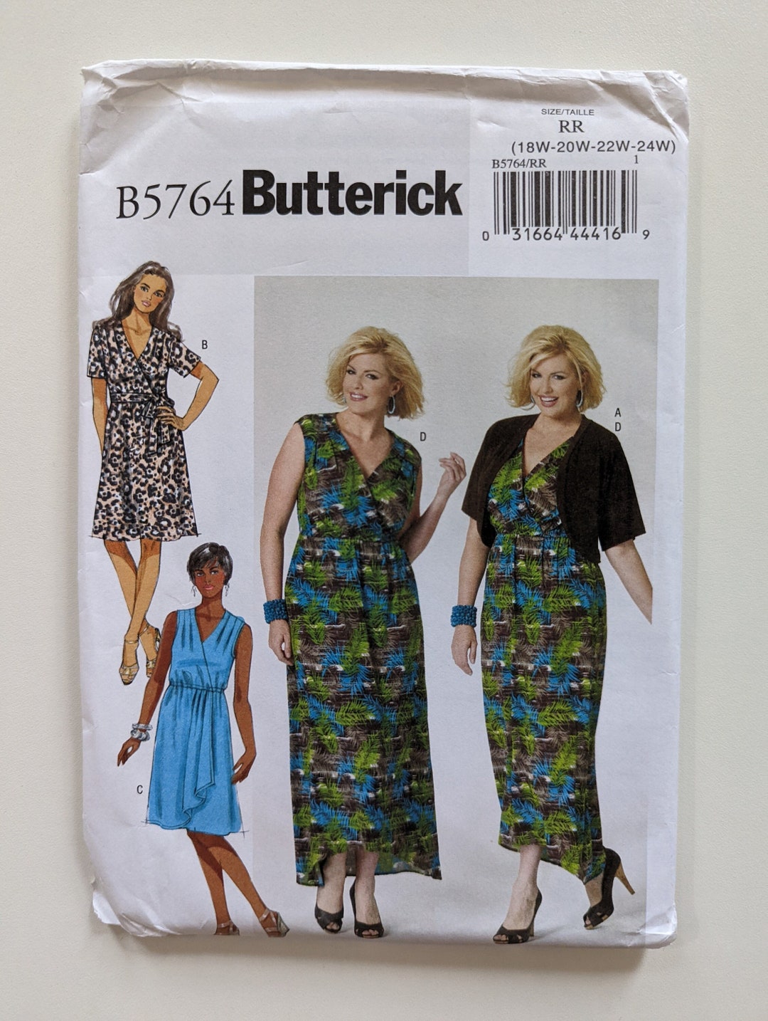 Sz 18w-24w/bust 40-46/1X-3X Butterick Plus Size Womens Shrug Elastic ...