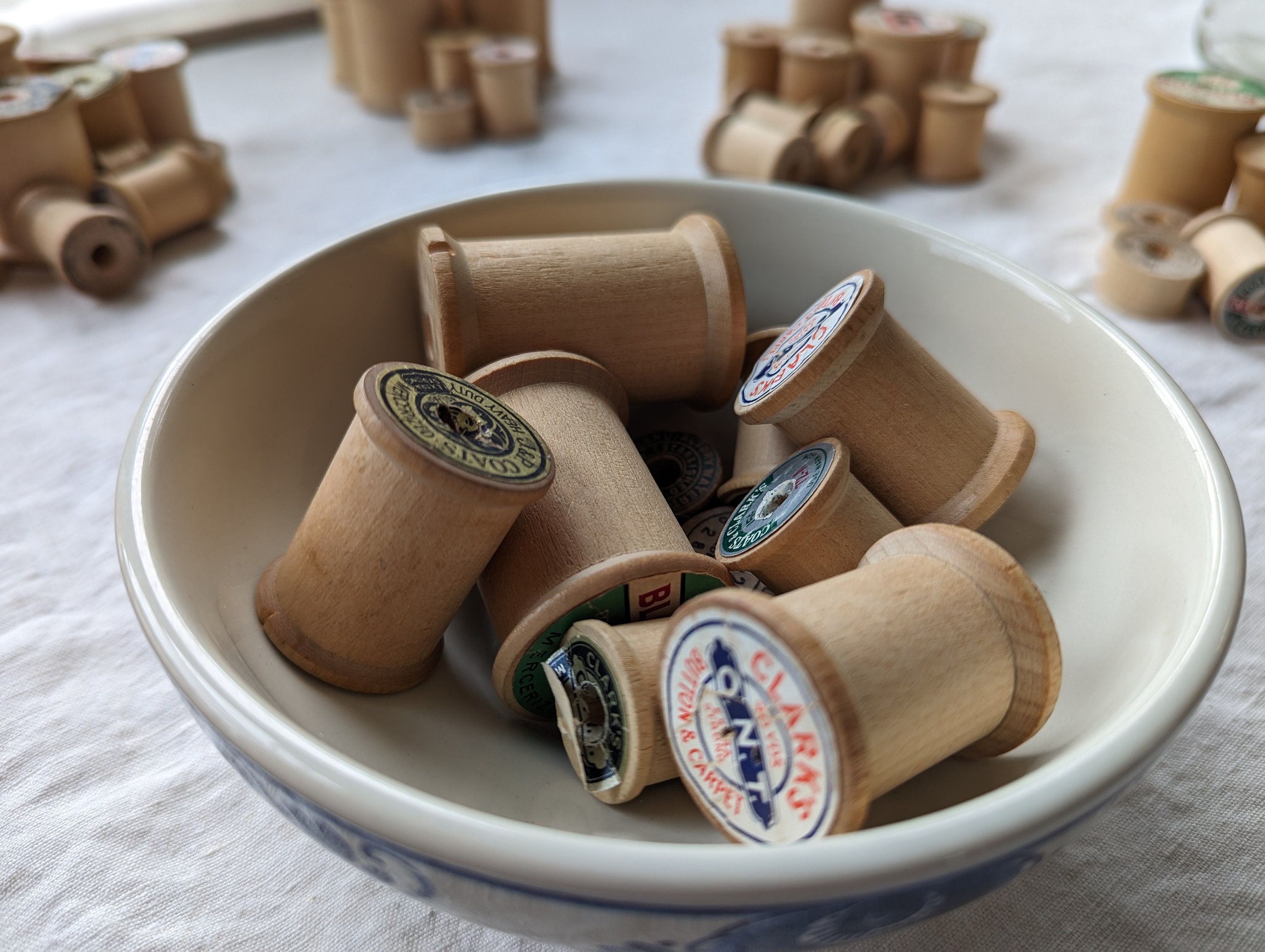 Lot of 10 Vintage Empty Wood Wooden Thread Sewing Spools, Traditional ...