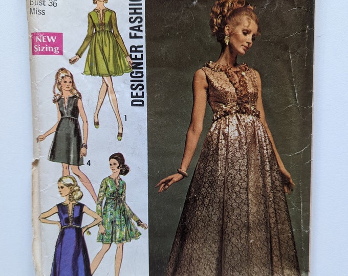 Sz 14/bust 36" Vintage 1969 Evening Dress Gown W Two Skirts in Two ...