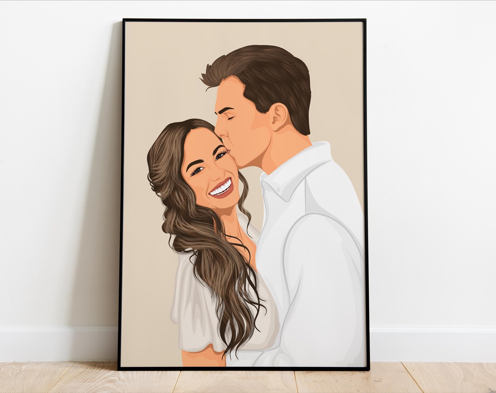 Couple Portrait, Custom Engagement Gift,engagement Drawing, Bff Gift ...